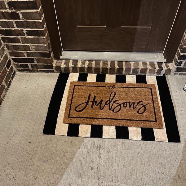 Welcome Script Doormat, Flocked Coir Outdoor Welcome Mat, Personalized ...