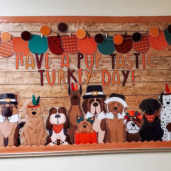 Thankful Pups - Fall - Thanksgiving - November Bulletin Board Kit - Etsy