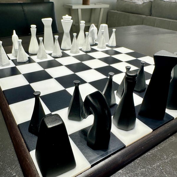 Handmade Modern Chess Set: Weighted Pieces, Lighthouse Design - Etsy