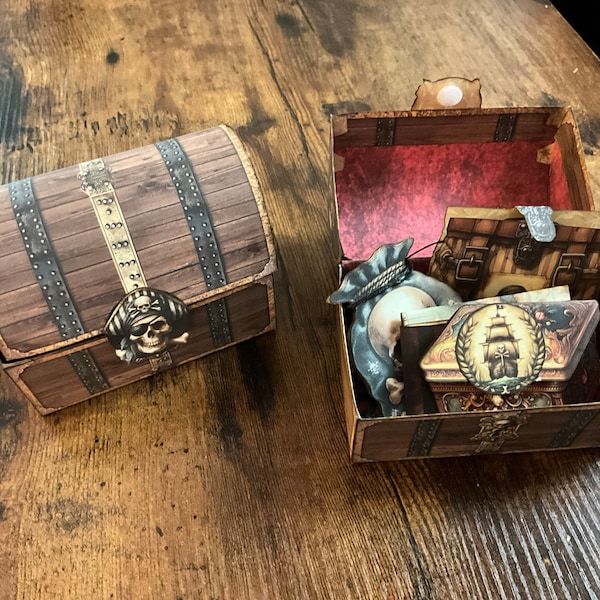 Pirate Treasure Chest Printable Junk Journal Folio Box, Papercraft ...