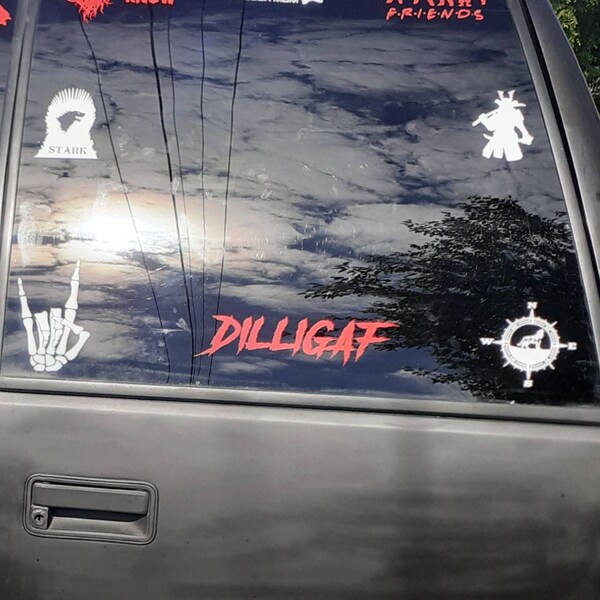 DILLIGAF Windshield Vinyl Decal Sticker D.I.L.L.I.G.A.F. Diesel Truck ...