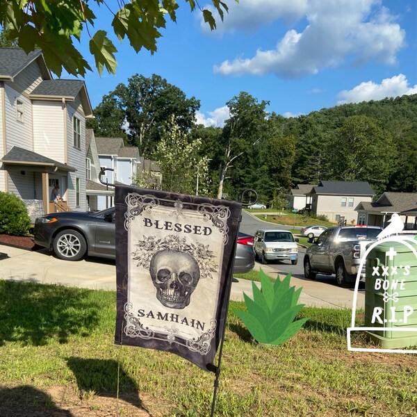 Blessed Samhain Garden Flag - Pagan Witch Samhain Decorative Banner ...