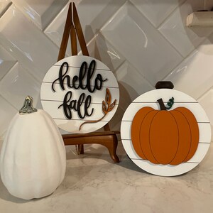 Hello Fall Tier Tray Fall 3D Mini Signs Pumpkin Fall Decor Seasonal ...