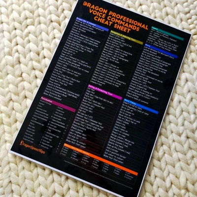Dragon Professional Commands Cheat Sheet, Dragon Voice Commands Cheat Sheet, Quick Reference ...