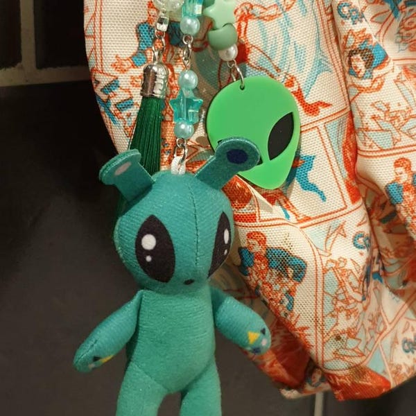 Handmade IKEA Alien Beaded Keychain Colourful Charm - Etsy