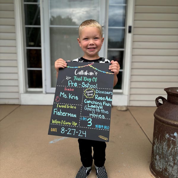 First Day of School Sign, Back to School Chalkboard, Reusable 1st Day ...