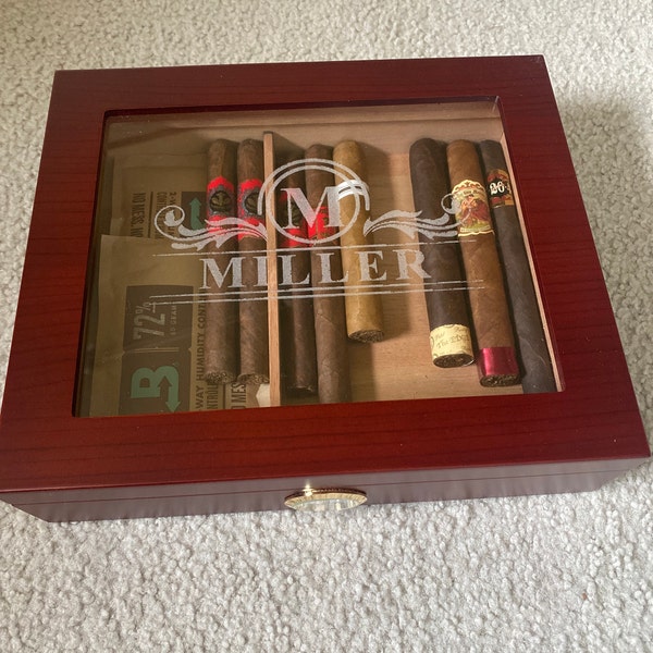 Cigar Box With Humidor - Monogram Cigar Box - Humidor Custom - Cigar ...