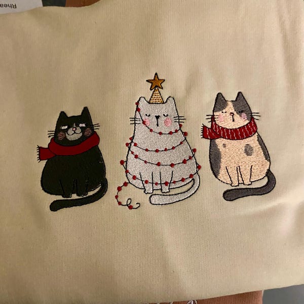 Christmas Cats Embroidery Design, Merry Christmas Embroidery Machine ...