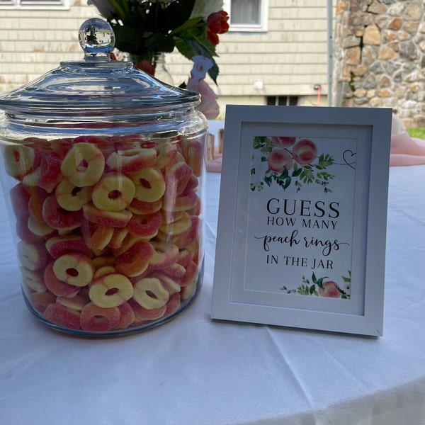White Floral Peach Guess How Many Peach Rings Game Sweet Peach on the ...
