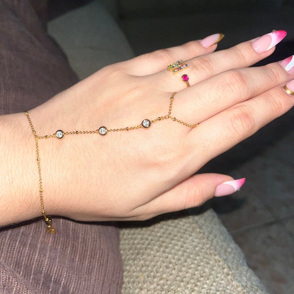 Diamond Hand Bracelet by Caitlyn Minimalist • Hand Chain Bracelet With ...