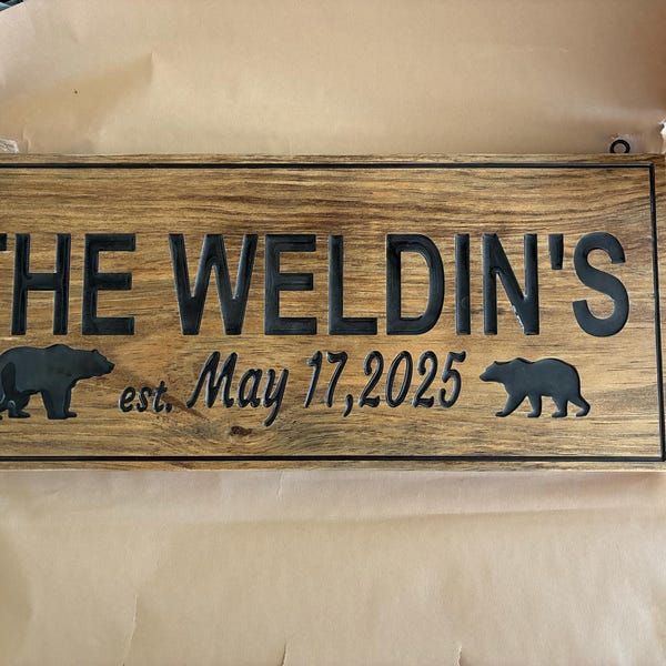 Personalized Log Shaped Sign: Solid Pine Wood, Epoxy Inlay, Rustic ...