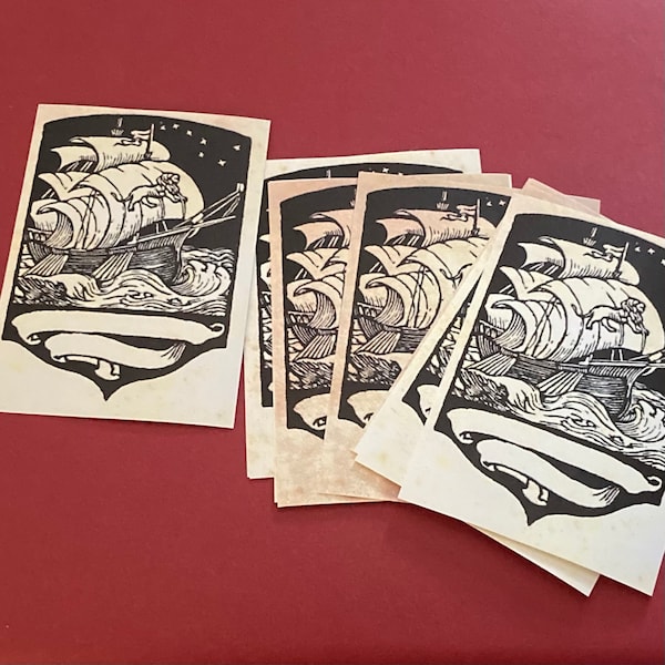Nautical Bookplate: Set of 24 Library Book Plates With Sailing Ship - Etsy