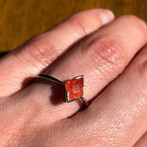 Vintage Natural Sunstone Ring, Solitaire Sunstone Ring, 1.3CT Rhombus ...