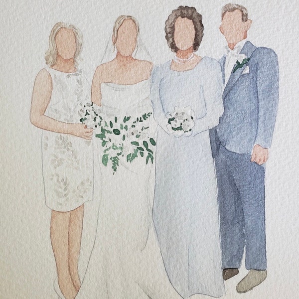 Custom Faceless Family Portrait | Hand-painted Watercolor Art ...