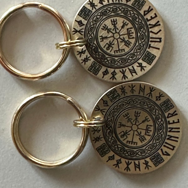 Nordic Viking Dog Tag, Norse Viking Runes Keyring, Tribal Celtic Aztec ...