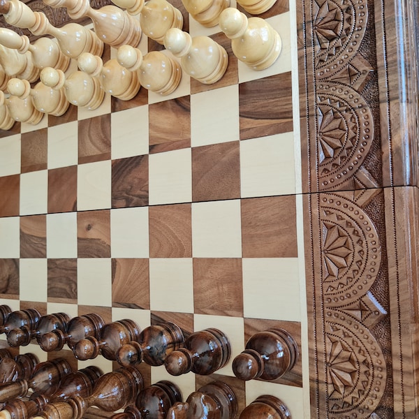 Wooden Chess Pieces, Chess Set Wood, Wooden Chess Set Handmade, Hand ...
