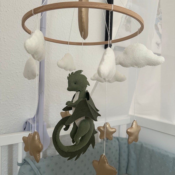 Dragon Nursery Baby Mobile, Baby Boy Mobile, Felt Hanging Toy, Fantasy ...