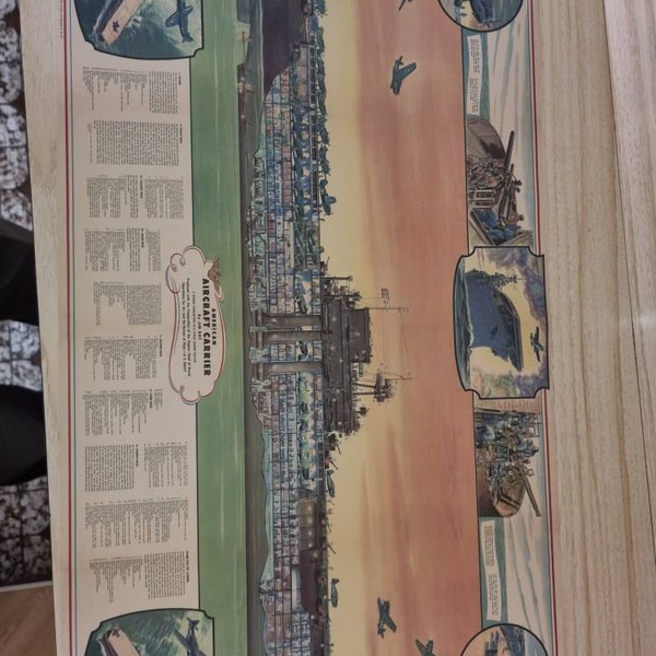 1944 Aircraft Carrier Cross-section Poster Print, WWII Navy Military ...
