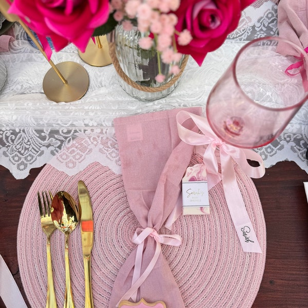 Arch Acrylic Wedding Place Settings With Black Satin Ribbon Bow Elegant ...