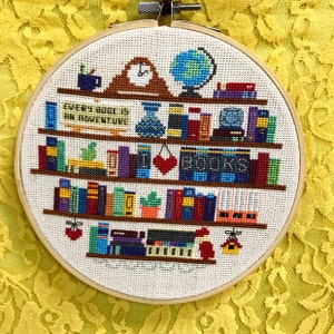 Book Lover's Shelf Bookshelf Cross Stitch Pattern PDF Cute Room Cross ...