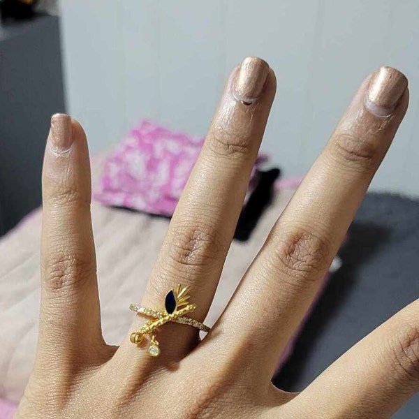 Feather Flute Ring - Krishna Flute Ring - Gold Plated - Enamel Ring ...