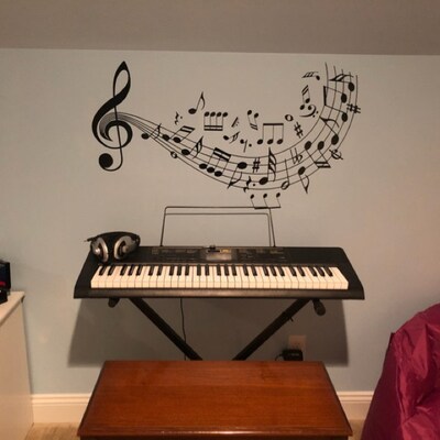 Music Wall Vinyl Decal Treble Clef Notes Sticker Interior Art Murals ...