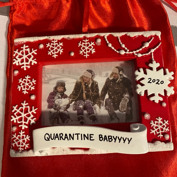 Personalized Red Snowflake Picture Frame Family Christmas Ornament - Etsy