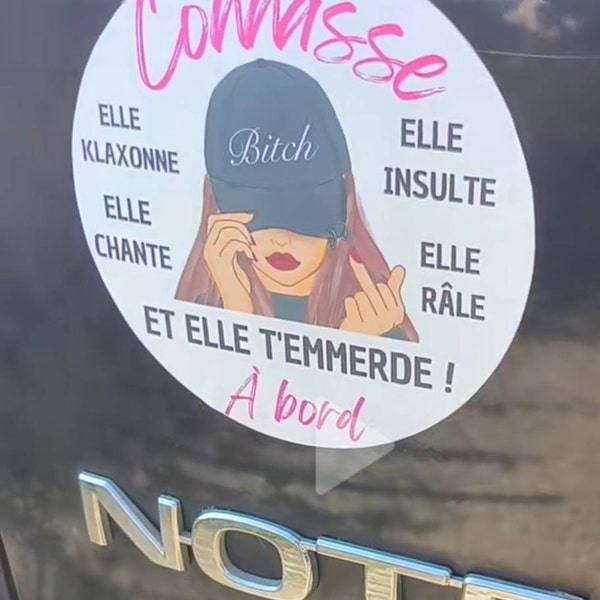 Stickers voiture humour connasse à bord autocollant pare-choc voiture ...
