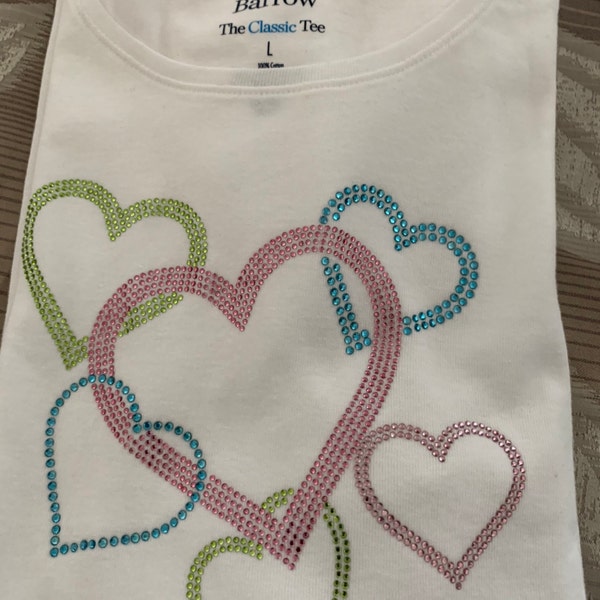 Hearts Love Valentine Hot Fix Iron on Rhinestone TRANSFER - Etsy