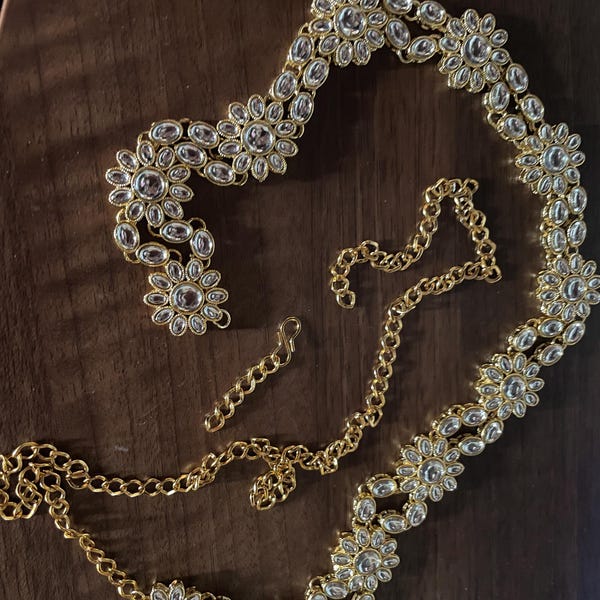 Rani Haar Kundan Long Necklace Set/silver Indian Necklace Set/ Indian ...