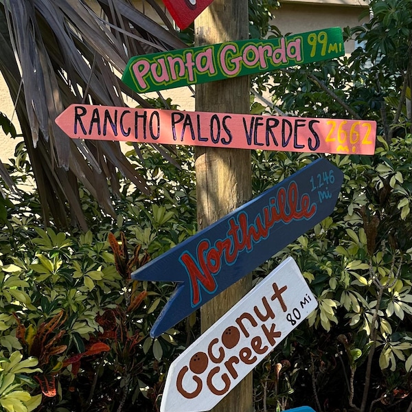 Set of 4 Directional Signs . Beach Signs . Tiki Signs . Custom ...