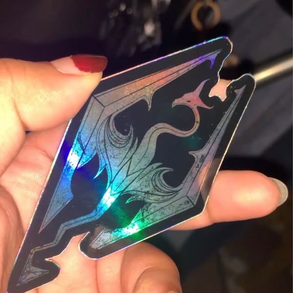 Elder Scrolls Skyrim Dragon Sticker Holographic Vinyl - Etsy