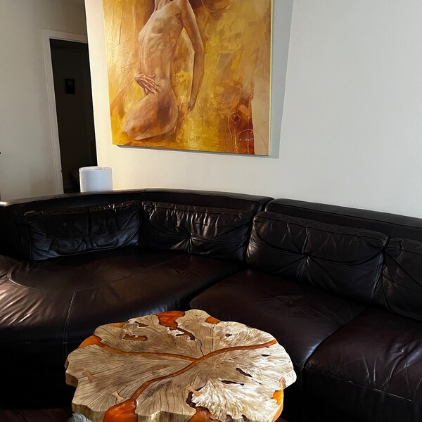 Unique Walnut Epoxy Coffee Table, Side Table,ready TO Shipping,round ...