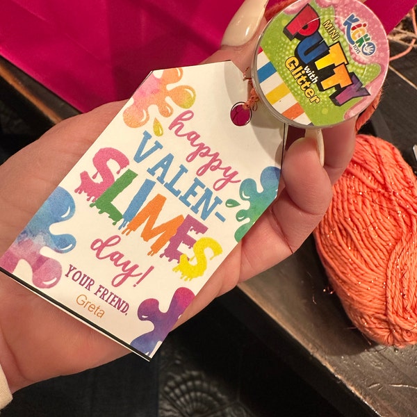 Valentine's Day Tag, Slime Valentine's Tag, Valenslime Tag, Slime Favor ...