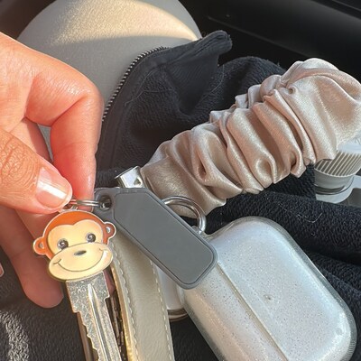 Keyfob Satin Scrunchie Keychain Pink Key Fob Ring Strong Keyring Sturdy ...