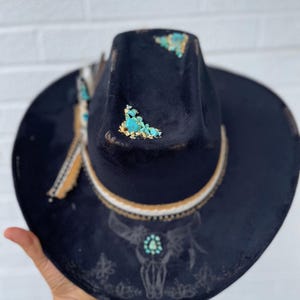 Tyler Childers Custom Hand Burned Wide Brim Fedora Hat Floral, Flowers ...