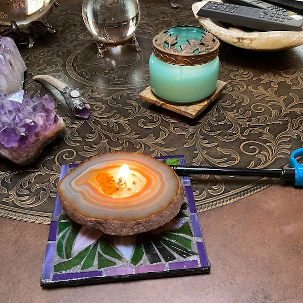 Agate Geode Rock Oil Candle Kit - Handcrafted Natural Stone Candle ...