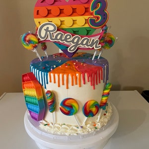 Rainbow Cupcake Pop It Cake Topper/ 3d Cake Topper/ Personalized ...