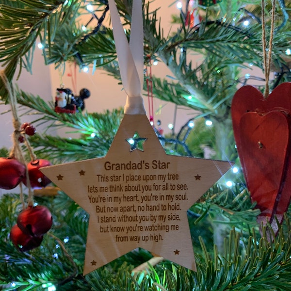 Personalised Remembrance Memorial Star Keepsake, Memorial Bauble, Loved ...