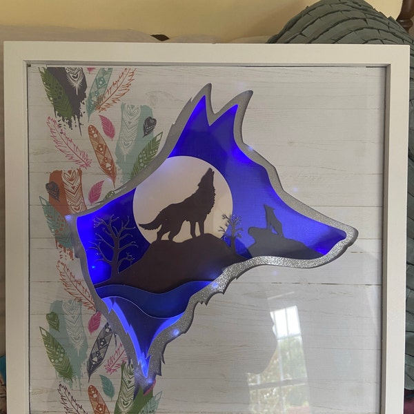 Wolf Mountain 3D Paper Cut Light Box Template (SVG Digital Download) - Etsy