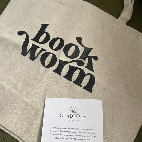 Bookworm Tote Bag • Modern Cotton Canvas Tote Bag for Literature Lovers ...