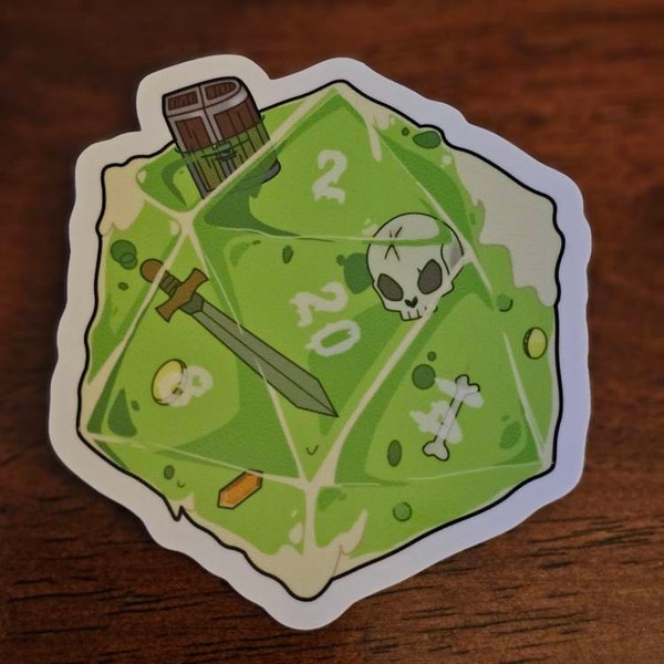 Gelatinous Cube D20 Sticker | RPG Sticker | Tabletop Gaming Sticker ...