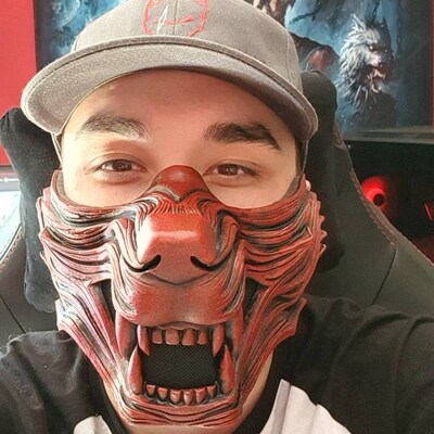 Wolf Mask Wolf Red Tree Oni Berserk Menpo Mask Samurai Fenrir - Etsy