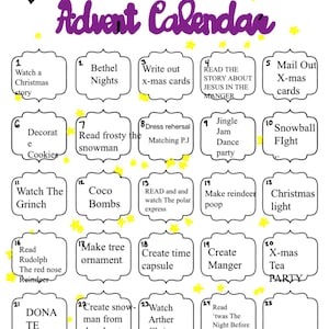 Advent Calendar Printable Coloring Pages Christmas Countdown Holiday - Etsy