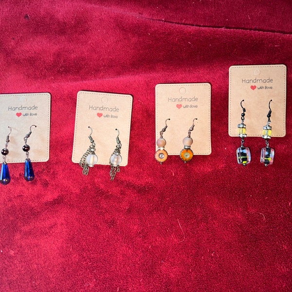 Ceramic Majoyoal Artisan Charm Earrings With Blue Apatite and Agate Semi-precious Gemstones ...