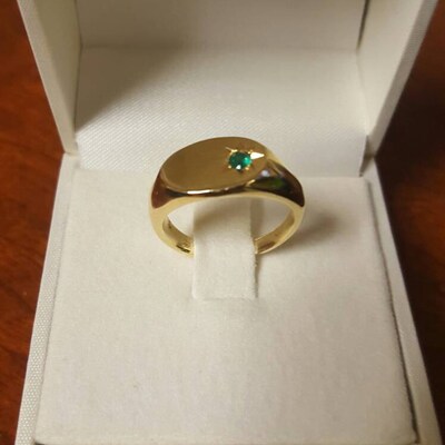 Signet Ring Red Ruby Ring Gold Emerald Ring Zirkon Ring Gold Signet ...