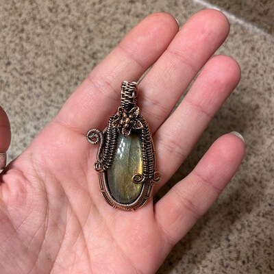 Lizard Pendant Wire Wrap Gemstone Pendent Gemstone Jewelry Copper ...