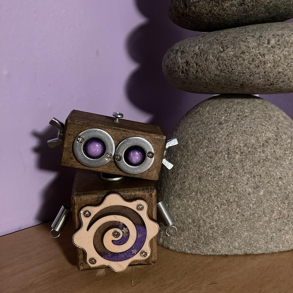 Student Cute Gift Handmade Wooden Robot , Sculpture, Quirky Decor ...