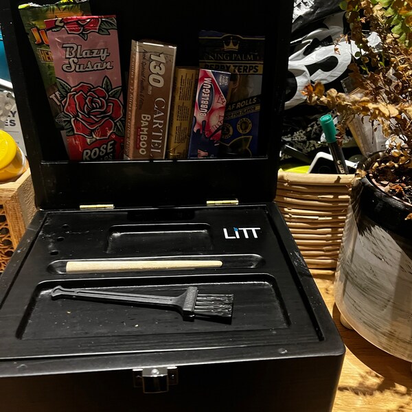 Litt Premium Quality Wooden Stash Box With 3 Compartments - Portable ...