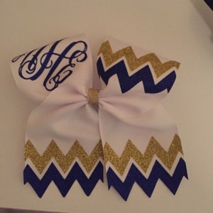 Custom Chevron Glitter Monogram Cheer Hair Bow Choose Your Colors ...